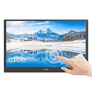 G-STORY 15.6 Inch Ultrathin Touchscreen, FHD 1080P Portable Monitor, NS Direct-Connected/TN Panel/Mini HDMI/Built-in Speakers/HDR/FreeSync/Type-C/60Hz/4ms