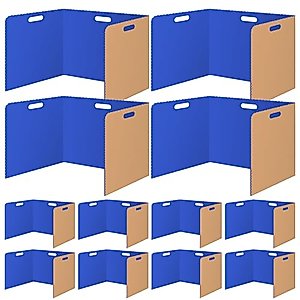 12 Pcs Privacy Folders for Students Blue Desk Dividers Classroom Test Dividers Privacy Boards for Student Desks Privacy Panel Partitions Trifold Desk Dividers for School