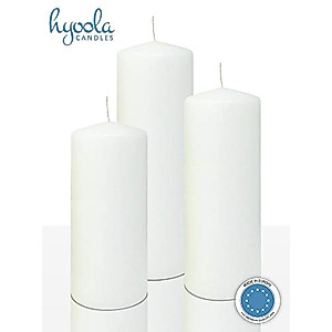 Hyoola White Pillar Candles 3x9 Inch - Unscented Pillar Candles - 4-Pack - European Made