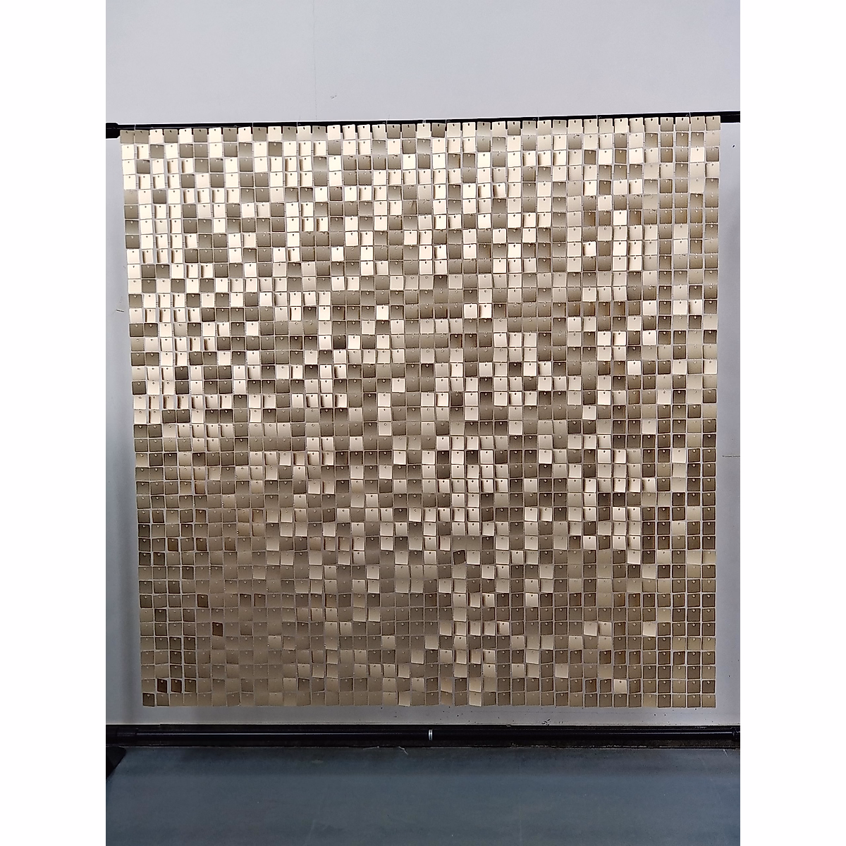 Rehoodeco Matt Gold Shimmer Wall Backdrop 50PCS Square Sequin Backdrop Decoration Panels, Photo Backdrops for Birthday Anniversary Wedding Engagement Party Decoration 3D Wallpaper (MattGold3)