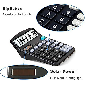 Desk Calculators Large Display 2 Pack,Solar Calculator, Basic Calculator with 12 Digits & Big button,Office calculator(Black)