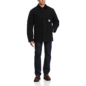 Carhartt mens Loose Fit Firm Duck Insulated Traditional Coat work utility outerwear, Black, Large US
