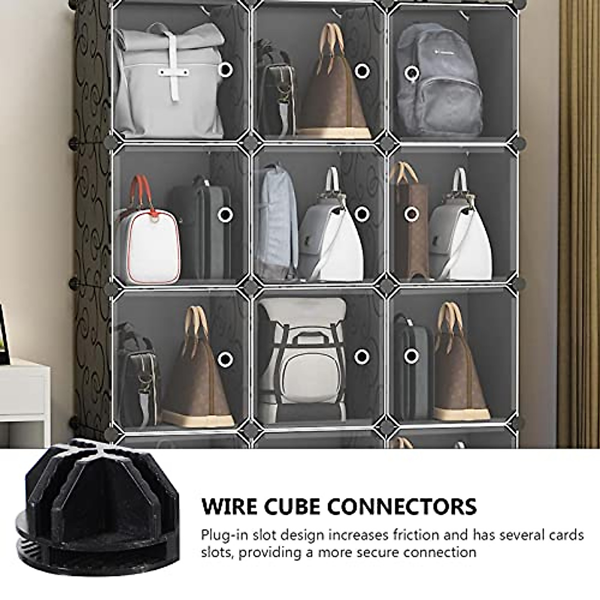DOITOOL Wire Cube Stopper Black Cube Plastic Connectors Interlocking Connectors Wire Grid Cube Buckle Clips for Closet Modular Cabinet Storage Organizer 20pcs Storage Organizer Unit