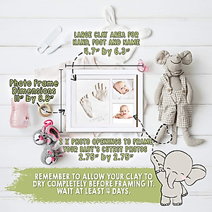 Newborn Baby Keepsake Set Bundle - Baby First 5 Years Memory Book & Baby Handprint Footprint Keepsake Photo Frame - Baby Nursery Art Kit and Journal for Baby Boys & Girls