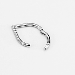 FANSING Surgical Steel Septum Jewelry 16g Septum Rings for Women Teardrop Septum Clicker Silver Septum Ring 16 Gauge 8mm Daith Piercing Jewelry Triangle Septum Ring