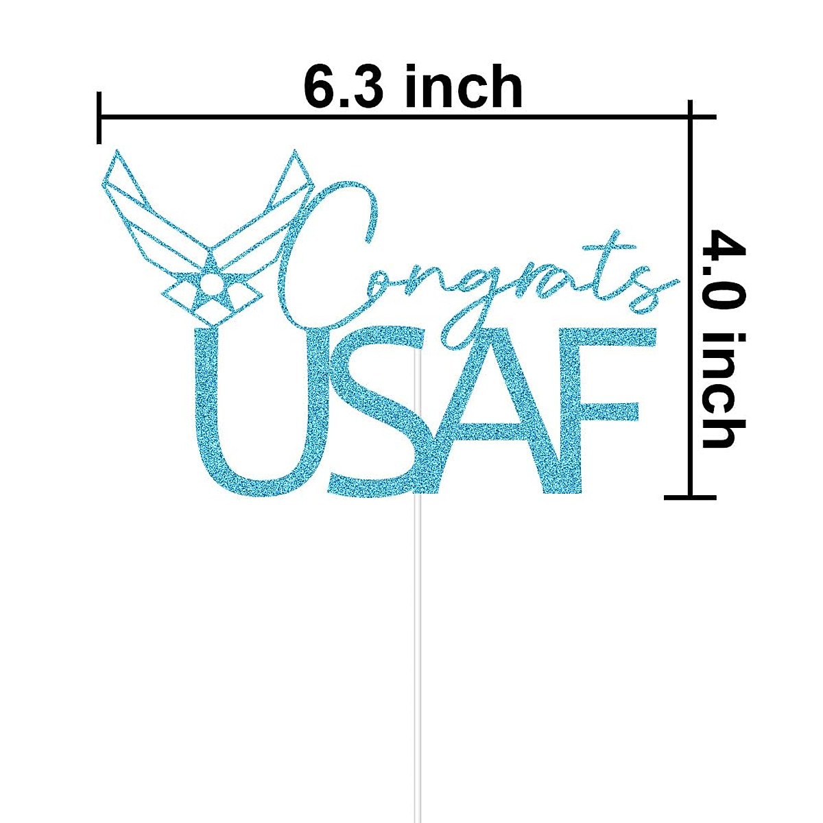 MFULHUBA Congrats USAF Cake Topper, Air Force/Army/Military Theme Retirement/Graduation Party Decoration, Airmen/Soldier Veteran's Day Cake Decors, Blue Glitter