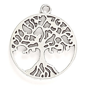 Tree Of Life Keychain - Filigree Patterned Tree Charm - Swivel Keyring and Clip - Family Key Chain - Handmade by Green Acorn Kitchen