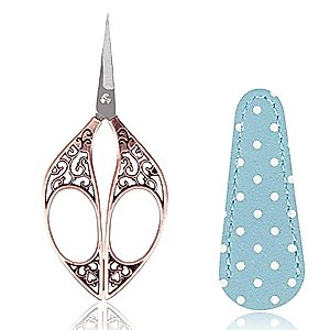 BIHRTC 4.4inch Sewing Crafting Scissors Small Sharp Pointed Tip Stainless Steel Scissors Little Scissors for Embroidery Cross Stitch Threading Needlework DIY Art Tool Handcraft Scissors