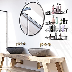 Bextsrack Spice Rack Organizer for Cabinets, 4 Pack Wall Mounted Spice Seasoning Jars Shelf Storage Organizer for Cupboard, Pantry Door, Black