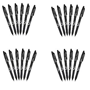 Pilot FriXion Ball 0.7mm Erasable Gel Pens, Fine Point, Black Ink, Pack Of 24