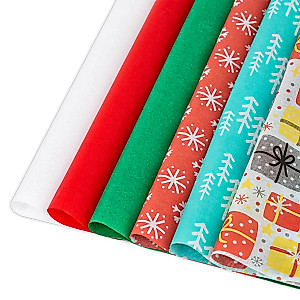 ARTLYMERS Tissue Paper for Gift Bags and Gift Wrapping, 120 Sheets White Red Green Tissue Paper for Christmas Gift Packaging, Arts Decor Crafts Making