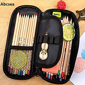 Abcsea 1 Piece Cute Panda Portable Pencil Case, Large Capacity Pencil Case, Pen Case Large, Bag Pouch with Zip for School Students and Office (Green)