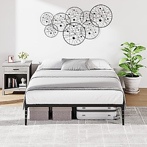 SUNNYFURN 14 Inch Queen Bed Frame - Queen Bed Frame Platform Metal - Metal Platform Bed Frame No Box Spring Needed Heavy Duty Bed Frame,Sturdy, Easy Assembly, Under Bed Storage - Black Queen Size