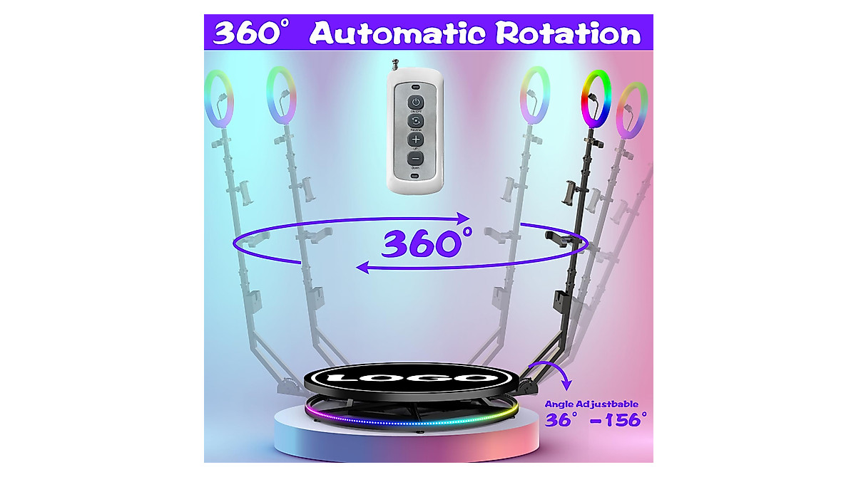 360 Photo Booth Machine with Ring Light for Events