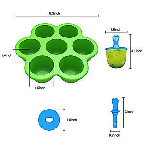 Ozera 2 Pack Popsicle Molds, Silicone Popsicle Molds for Kids, 7-Cavity Ice Pop Molds, Baby Popsicle Maker Molds Set with Cleaning Brush