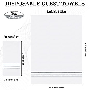 TURSTIN 200 Pack Disposable Dinner Napkins Paper Silver Guest Towels Disposable Soft and Absorbent Linen-Feel Paper Hand Towels Decorative Bathroom Napkins for Kitchen, Parties, Wedding