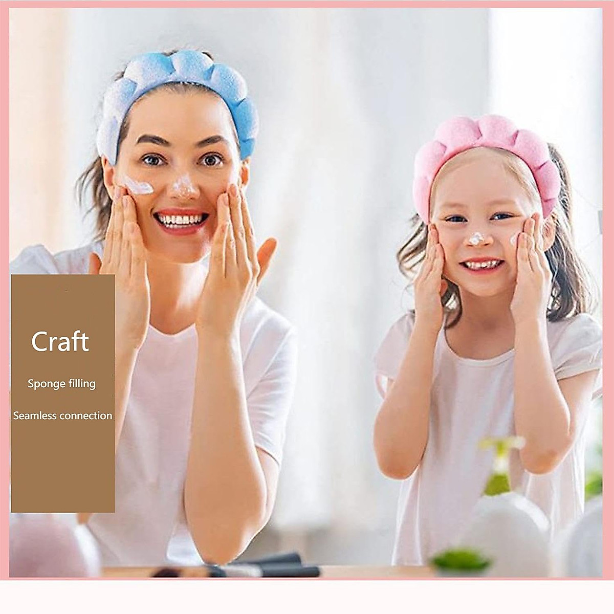 LUKPOW 2 Pack of Towels Cloth Headband Face Wash Headband Skincare Headband Spa Headband for Washing or Facial Fluffy Makeup Headband for Face Wash Skincare Remover Mask Hair Accessories（Pink Blue