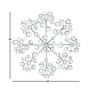 Deco 79 Metal Starburst Wall Decor with Crystal Embellishment, 16" x 2" x 16", Silver