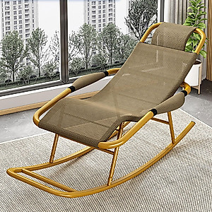 Rattan Chairs Rocking Chair Outdoor Rocker Oversized Rocker, Padded Cushion Comfy Patio Chairs Camping Chairs With Steel Frame For Patio, Backyard, Balcony, Porch, 150KG Weight Capacity ( Color : J )