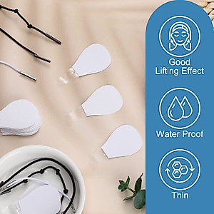 Leelosp 80 Pieces Face Lift Tapes Face Lifting Patch Invisible V-line Face lift Sticker Neck and Eye Lift Tapes Waterproof Elasticity Double Chin Lift Patch with 3 Pieces Lifting Ropes for Women Girls
