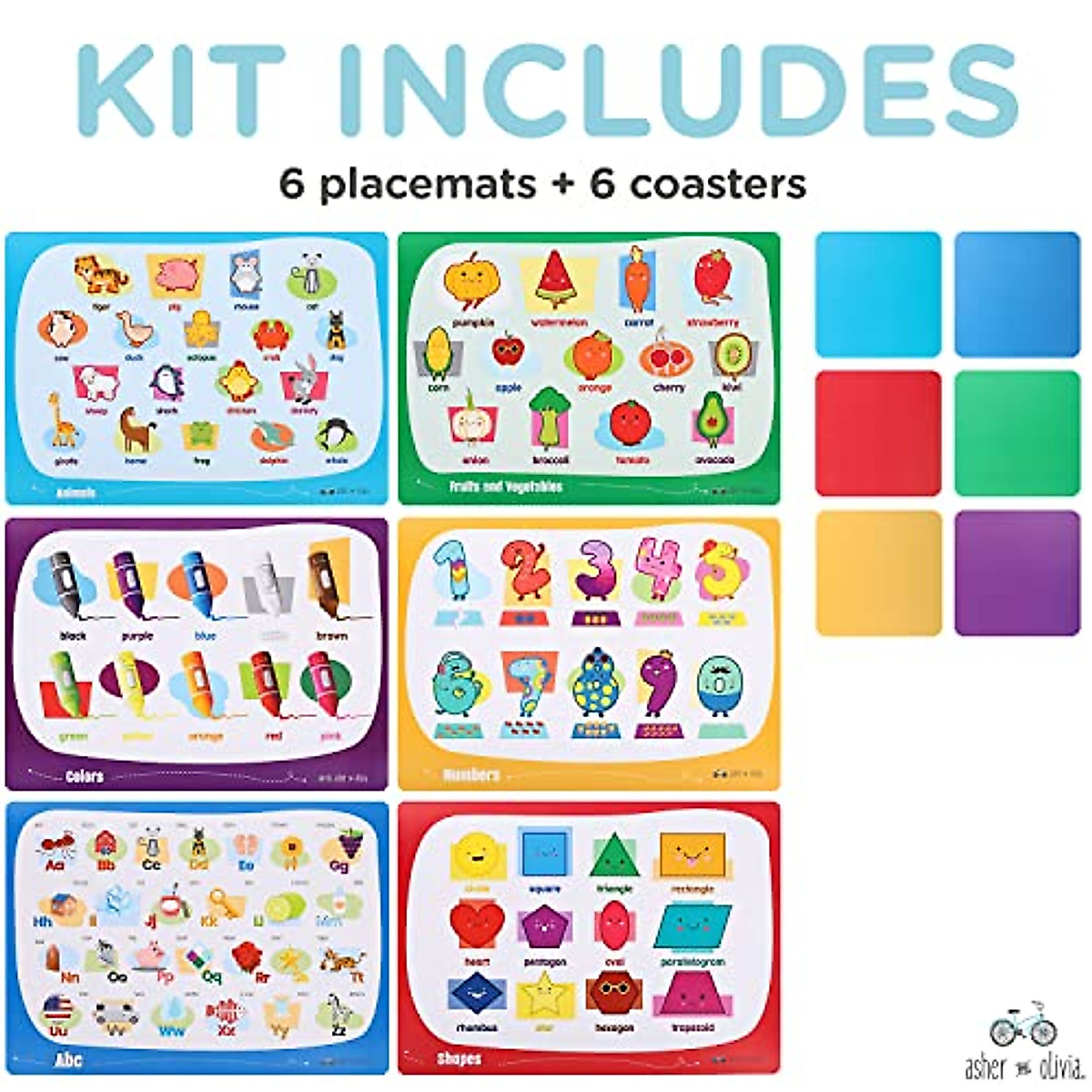 Non Slip Reusable Kids Placemats for Dining Table (12-Pack) – Toddler Placemat – Placemats for Kids