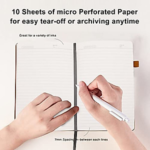 Deziliao Lined Journal Notebooks with Pen Loop, Hardcover Notebook Journal for Work, 100Gsm Premium Thick Paper with Inner Pocket, Medium 5.7''''x8.4'''', ?Brown-Orange, Ruled, 1 Pack