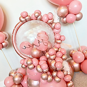 Blush Pink Balloons, 60 Pcs 12 Inch Dusty Pink Rose Gold Balloon Metallic Confetti Rose Gold Cream Nude Balloon for Girls Boho Birthday Wedding Decorations Supplies Bridal Baby Shower