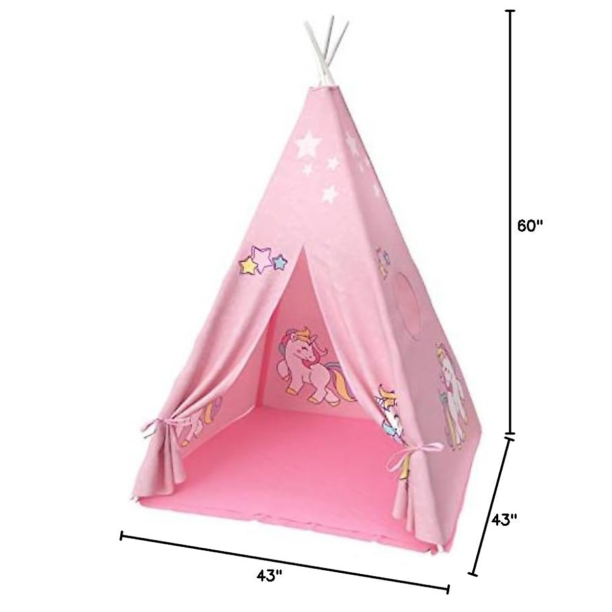 Adorable Pink Kids Teepee Tent with Star Lights, Easy to Assemble 100% Cotton Tipi Play tp Tent for Girls, Spacious Indoor Playhouse for Toddlers, Perfect for Bedroom or Playroom, Durable, Soft Fabric