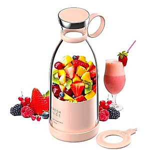 Fresh Juice Portable Blender Smoothie Personal Size Blender, Portable Blender, Battery Powered USB Blender (Pink)
