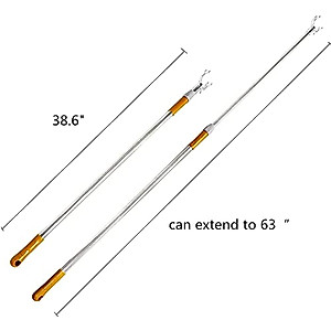 Seasonfall 63 Inch Long Reach Stick for Hanging Clothes Closet Poles for Reaching Clothes Extendable Reach Pole with Hook Retractable Adjustable Rod for Ceiling and Shelf