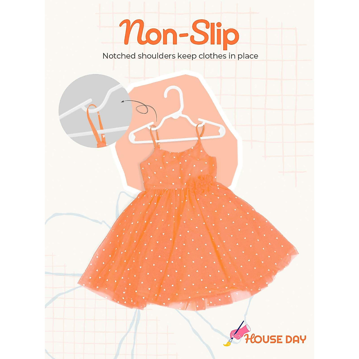 HOUSE DAY Premium Baby Hangers 60 Pack, 11 Inch Kids Plastic Hangers White, Slim Childrens Hangers for Infant, Toddler, and Child Clothes, Durable Baby Clothes Hangers for Closet