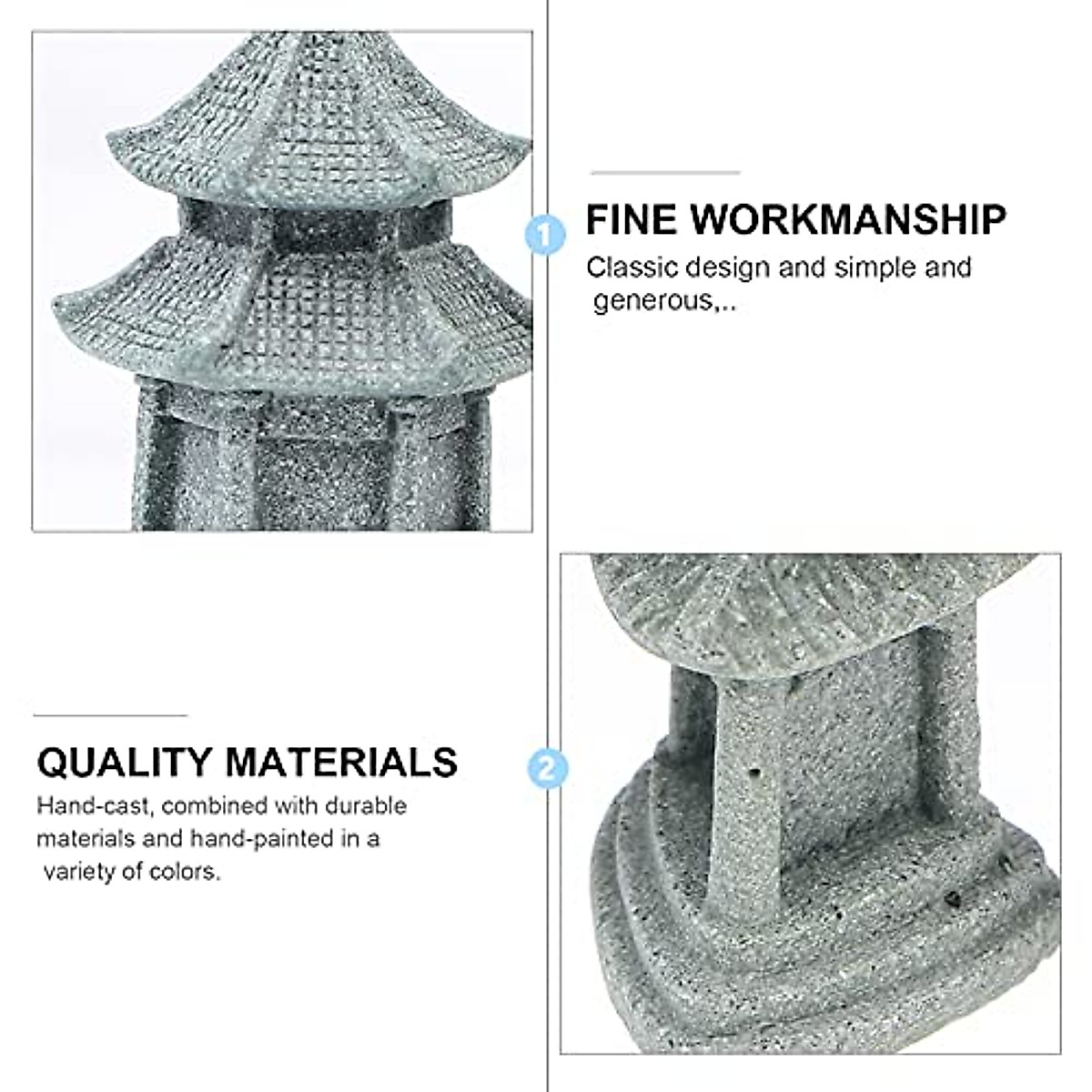 3Pcs Miniature Pagoda Lantern Japanese Stone Lantern for pPatio Decorations Outdoor Fairies Figurines for Miniature Fairy Garden Accessories, Light Grey, 5.5x2.8cm (273YTQK1455UWHQ136)