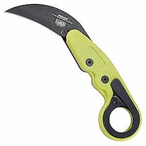 CRKT Provoke Zap Kinematic EDC Folding Pocket Knife: Morphing Karambit, Black Stonewash Stainless Steel Blade, Green Grivory Handle with Integrated Safety Lock, Low Profile Pocket Clip 4041G