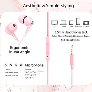 GOGOSINIS Aesthetic Earbuds Set with case for Kids for School, Wired Headphones with case and Small Size Ear Tips, Ear Buds with Cute case, 3.5mm Earphones for Smartphone and PC Laptop.(Pink-Purple)