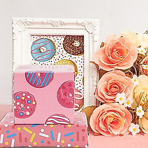AnyDesign 12 Sheet Sweet Wrapping Paper Pink Donuts Cupcake Muffin Pattern Gift Wrap Bulk Dessert Print Art Paper for Birthday Wedding Baby Shower DIY Crafts Gift Packing, 19.7 x 27.6 Inch, Folded Flat