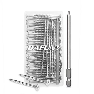 [50 Pack] 2-1/2" #10 Wood Screws, Coarse Thread Number 10 Zinc Coated Pocket Hole Screws + 1 Piece S2 Steel 1/4" Shank, 6" Length Square Recess Head Screwdriver/Power Bit (50 Count)