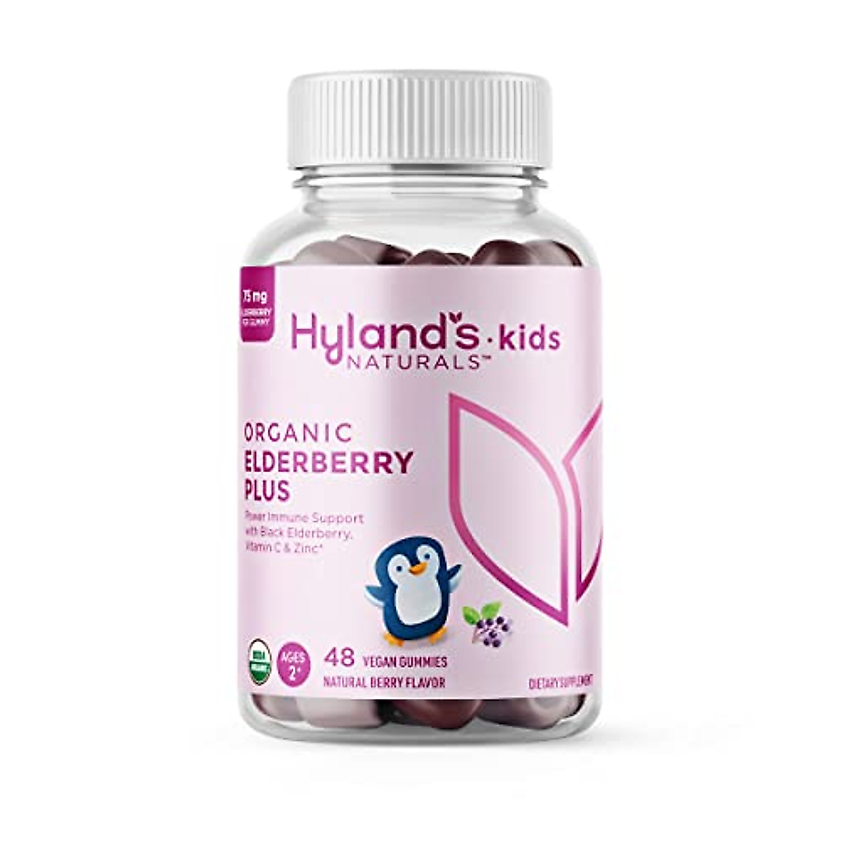 Hyland's Naturals Kids Organic Elderberry Plus Gummies + 4Kids Cold & Cough, Daytime (4 fl. oz.) & Nighttime (4 fl. oz.) Value Pack, Cough Syrup - 48 Vegan Kids Gummies + 8oz. Cold & Cough Syrup
