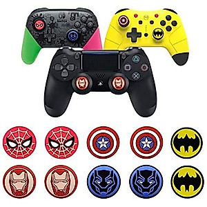 Silicone Analog Controller Grips Cap Thumb Stick Joystick Caps Thumbsticks Cover for PS5 PS4 Slim Pro PS3 Xbox One Xbox 360 Nitntendo Switch Pro Wii u Controller Game Replacement (Spider-Man)