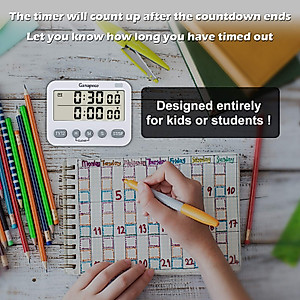 Dual Digital Timer, Kitchen Timer for Cooking Countdown Timers Pomodoro Timer with Magnetic - AAA Batteries Included