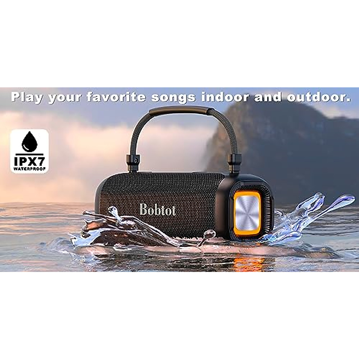 Bluetooth Speaker Portable Waterproof Speakers, Wireless Microphone IPX7 60W RGB Light Bass Stereo Sound for Outdoor, Small & Big Home Party Speaker