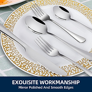 Silverware Set for 4, 20 Piece Heavy Duty Stainless Steel Flatware Set, Solid Spoons and Forks Set, Mirror Polished Cutlery Set, Utensil Sets for Home, Restaurant, Wedding, Party- Dishwasher Safe