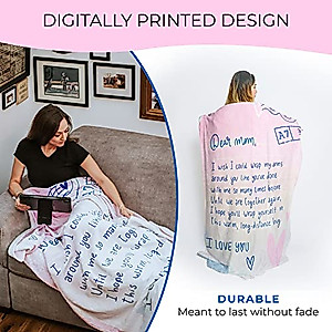J&A Homes Gifts for Mom - Premium Blanket for Mom from Daughter - Meaningful Blankets, Mothers Birthday Gift from Son I Love You Throw Blanket 65” x 50” (Purple Pink)