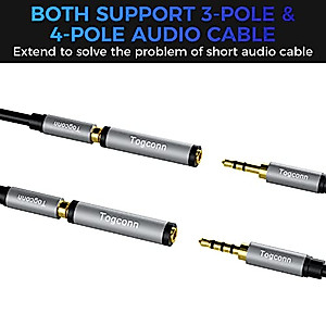 Togconn 3.5mm AUX Female to Female Gold Plated Adapter (2 Pack),1/8" Stereo Jack to 1/8" Stereo Jack,Stereo Audio Aux Cord Connector 3.5mm AUX Extension Adapter for Headphones, Car Stereo and More