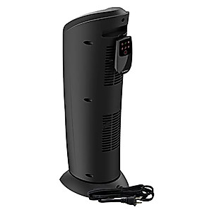Lasko Portable Oscillating Indoor Electric Ceramic Tower Space Heater with Tip-Over Safety Switch, Overheat Protection, Timer and Remote Control, Safe for Home, 22.5 Inches,1500W, 751321, Black