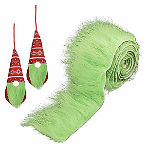 WLLHYF Faux Fur Fabric Precut Strips 2x60 inch Shaggy Plush Pre Cut Rolls Soft Fluffy Fuzzy Fur for DIY Craft Supply, Cosplay Costumes, Decoration, Gnome Beard Santa Hair (Green)