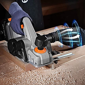 WORKSITE Hand Planer 20V Cordless 3-1/4-Inch Wood Planer with 4.0 Ah Lithium-Ion Battery, Fast Charger, Dust Collection Bag for Woodworking