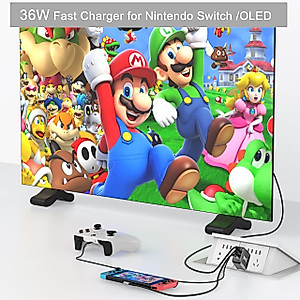 RREAKA Switch Dock Charger for Nintendo Switch/OLED, Portable TV Docking Station for Nintendo Switch 4K@60Hz HDMI/USB2.0/PD USB-C Fast Charging Ports, Portable Switch Dock Charger with USB-C Cable