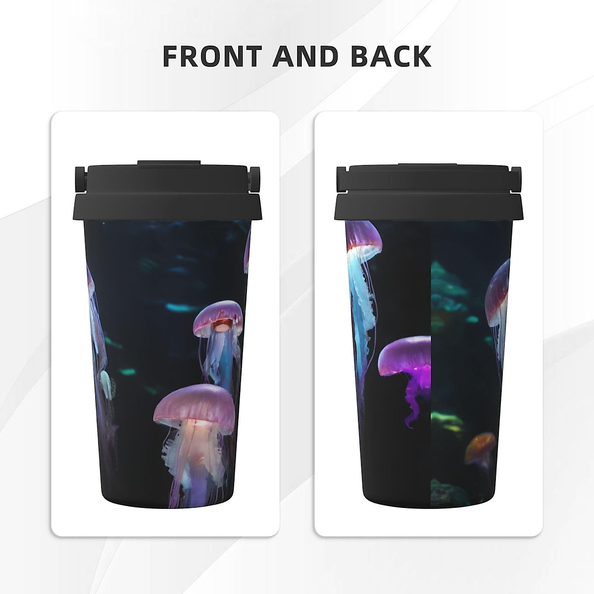 Insulated Coffee Mug Color Jellyfish 17oz Double Wall Vacuum Stainless Steel Tumbler With Leak-Proof Lid And Handle, Cute Travel Thermos Mug For Cold Hot Drinks