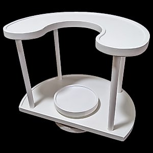 Two Tier Organizer Wood Lazy Susan for Countertop Spinner Turntable Tea Organizer for Cabinet Soda Rack Organizer Turn Tables for Organization Spice Storage Organizer House Organization (Pure White)