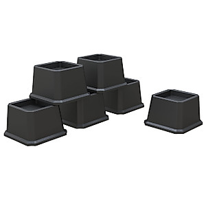 Whynonap Bed Risers 2 Inch Heavy Duty Bed Elevators, Set of 6 Lifts Up 2000 lbs Furniture Riser for Sofa and Table, Black